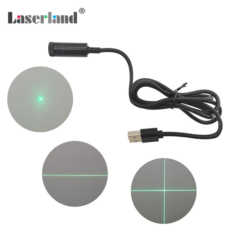 Laserland 520nm Green Dot Line Cross Sewing Machine Positioning Laser with USB Connection