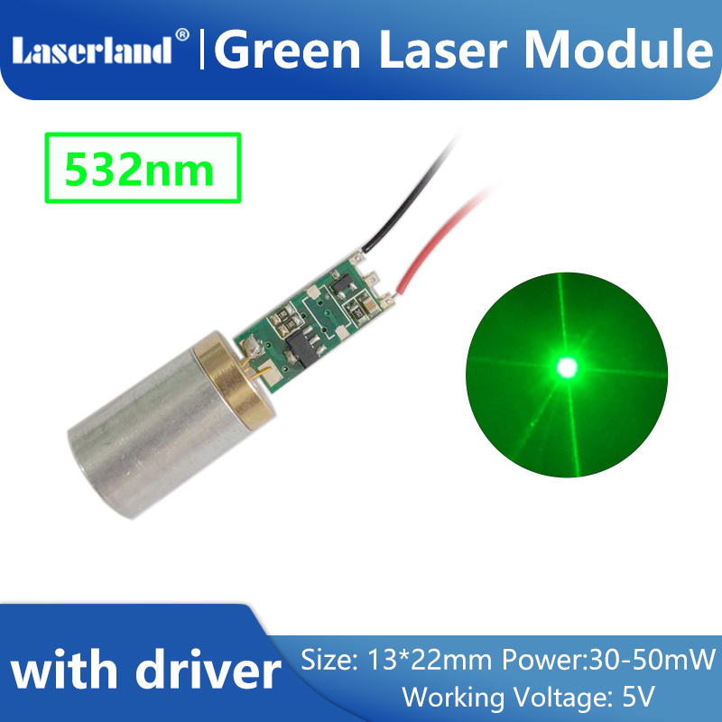 Laserland 13mm 532nm 30-50mW Green Dot Laser Diode Module with Driver ...